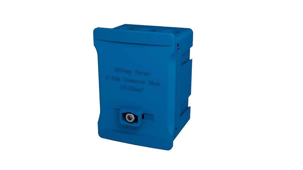 WCED TERMINAL BLOCK: 5 POLE 100A | BLUE